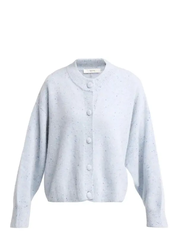 FRAME Fleck Cashmere Crewneck Cardigan - Light Blue