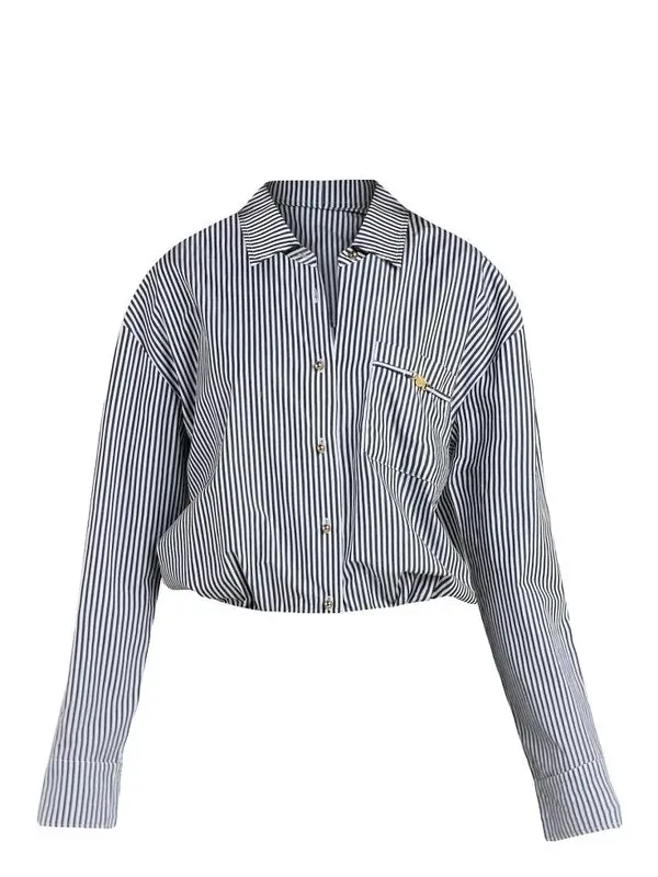 L'Agence Lorena Voyage Striped Cotton Cover-up Shirt - Black