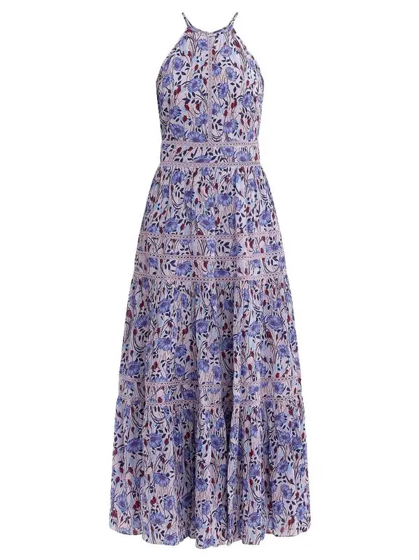 Rebecca Taylor Daphne Floral Cotton-blend A-line Maxi Dress - Iris Multi