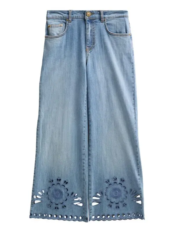 MAISON COMMON Cutout Crop Jeans - Medium Blue