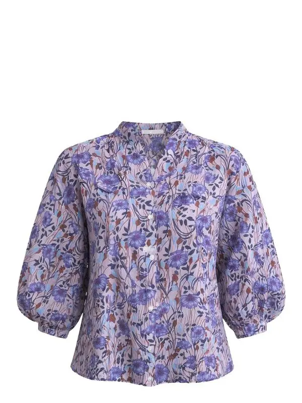 Rebecca Taylor Daphne Floral Cotton-silk Blouse - Iris Multi