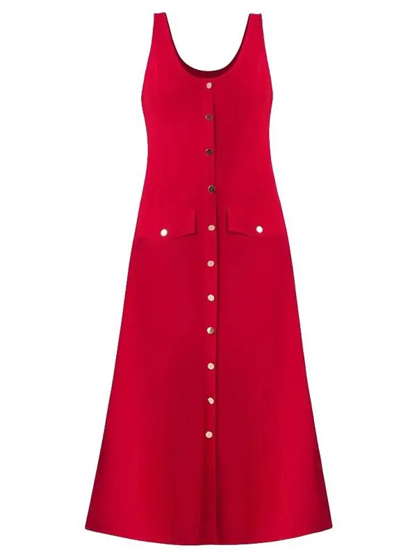 Shoshanna Martha Button-front Midi-dress - Cherry