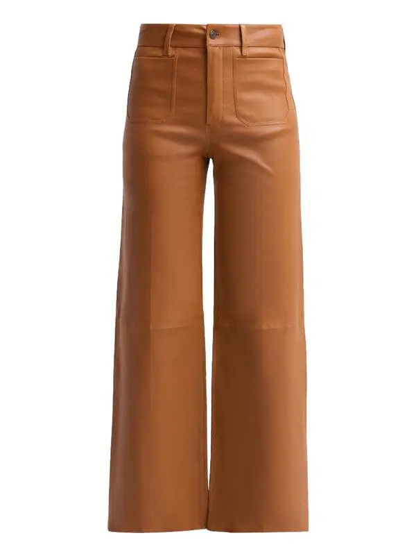 FRAME The Modernist Leather Slim-fit Palazzo Pants - Camel