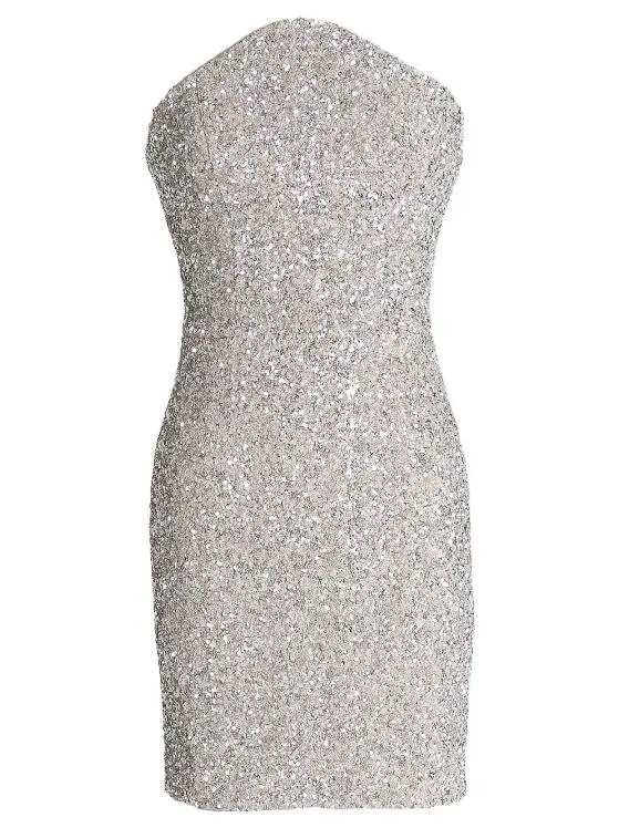 Dress The Population Anica Sequin Pointed Bodice Strapless Minidress - Opal