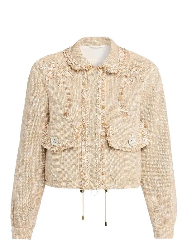 MAISON COMMON Embroidered Cotton-blend Tweed Jacket - Beige Multi