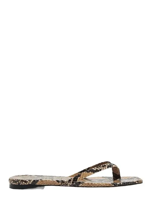 AeydĒ Renee Snake-embossed Leather Sandals - Hazelnut