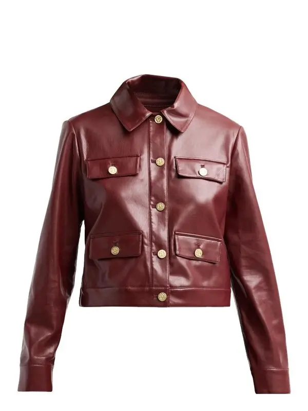 Alice + Olivia Alex Faux-leather Boxy Jacket - Cognac