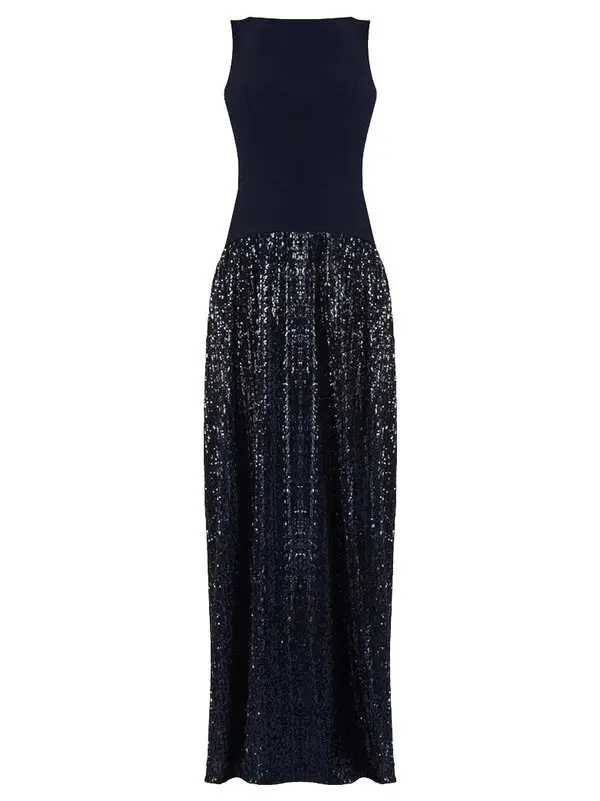 Shoshanna Dorothy Sequin Skirt Gown - Navy