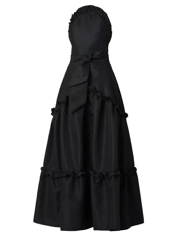 Shoshanna Lucille Ruffled Belted Maxi Dress - Jet