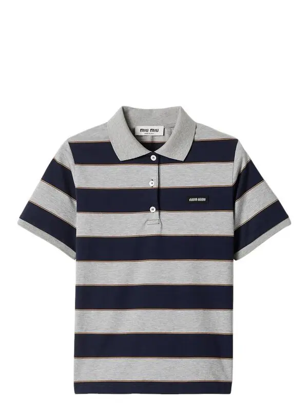 Miu Miu Striped Jersey Polo Shirt - Blue Multi