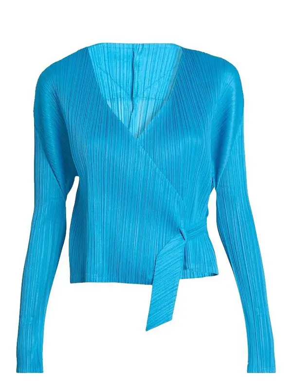 Issey Miyake Facade Plissé Wrap Jacket - Saxe Blue