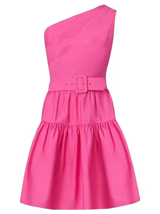 Shoshanna Crawford One-shoulder Belted Mini Dress - Fuchsia