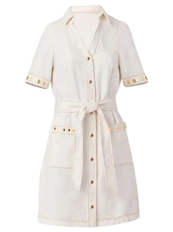Shoshanna Laurie Denim Shirtdress - Ivory
