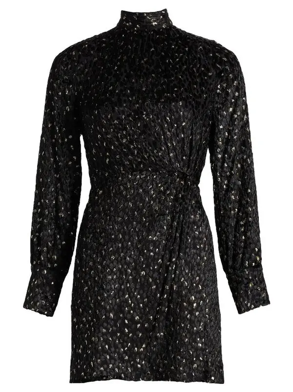 Simkhai Daphne Velvet & Metallic Clip-dot Minidress - Black Multi