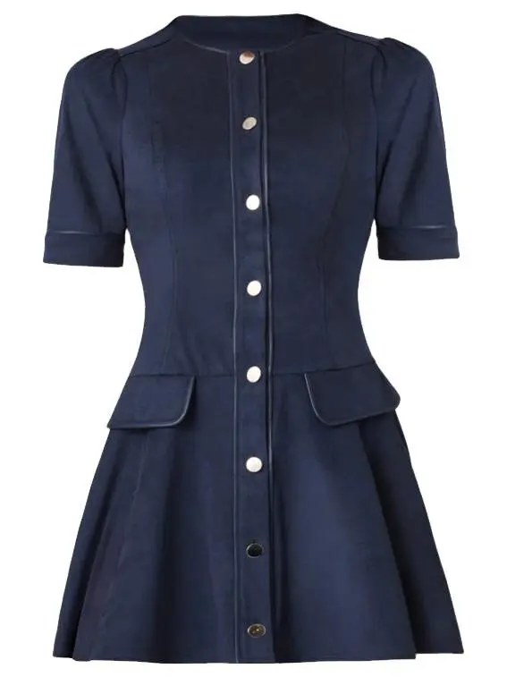 Shoshanna Merina Mix Media Mini Dress - Navy