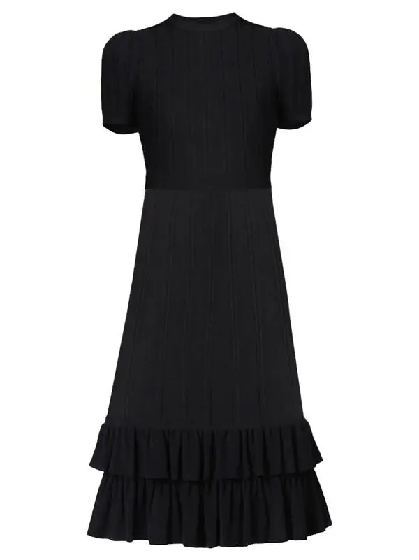Shoshanna Savannah Ruffle Midi Dress - Jet
