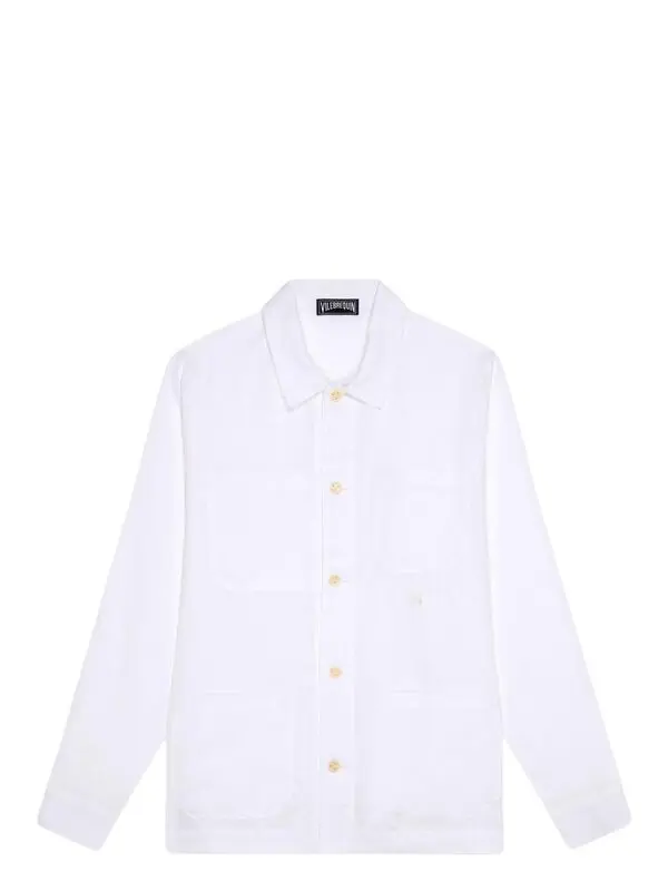 Vilebrequin Linen Turtle Embroidery Shirt - Blanc