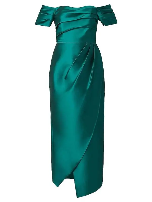 Shoshanna Crowley Satin Off-the-shoulder Cocktail Dress - Emerald