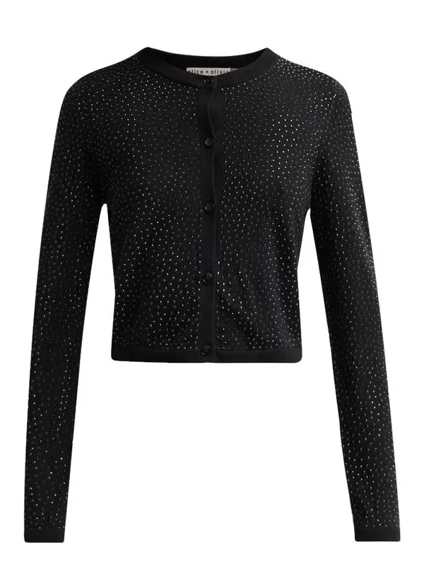 Alice + Olivia Carson Embellished Wool Cardigan - Black