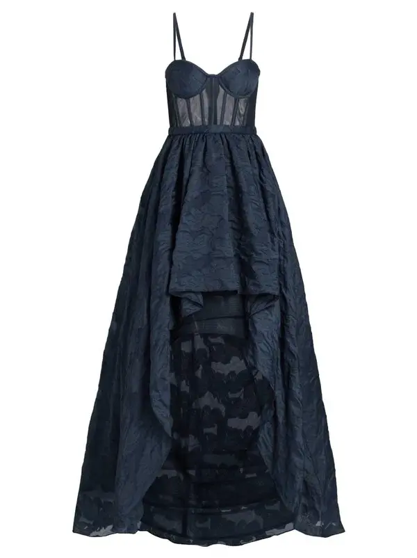 Bcbgmaxazria Organza High-low Gown - Navy
