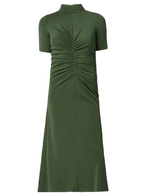 Shoshanna Shelly Ruched Midi Dress - Olive