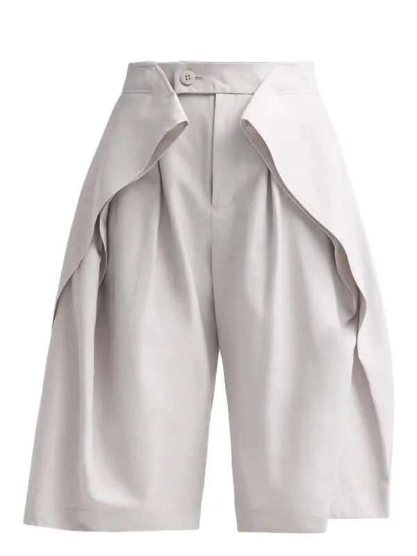 Issey Miyake Fluttering Cotton-blend Shorts - Light Gray