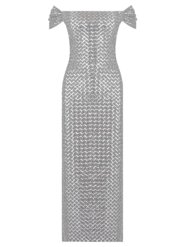 Shoshanna Samantha Embellished Off-the-shoulder Cocktail Dress - Grey
