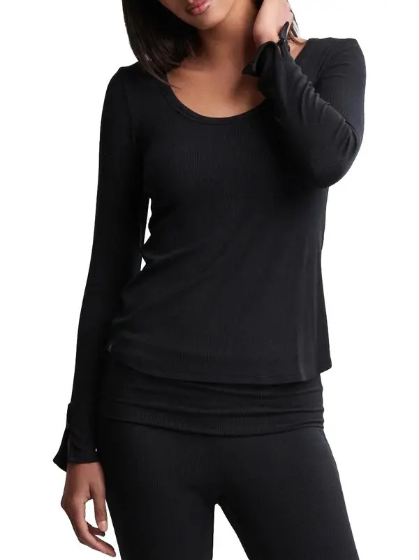 Barefoot Dreams Ultra Soft Ribbed Long-sleeve T-shirt - Black