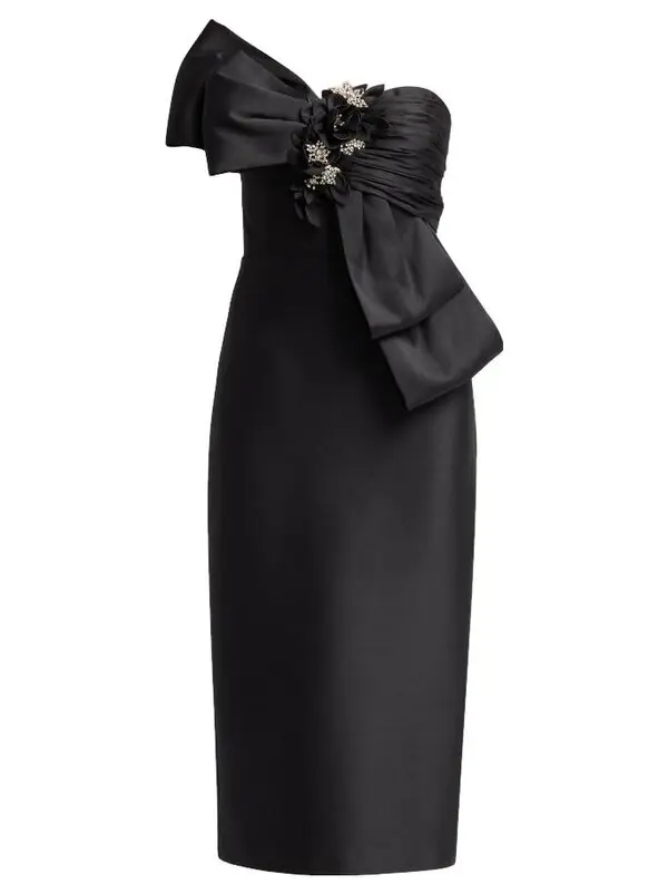 Badgley Mischka Strapless Cocktail Midi Dress - Black