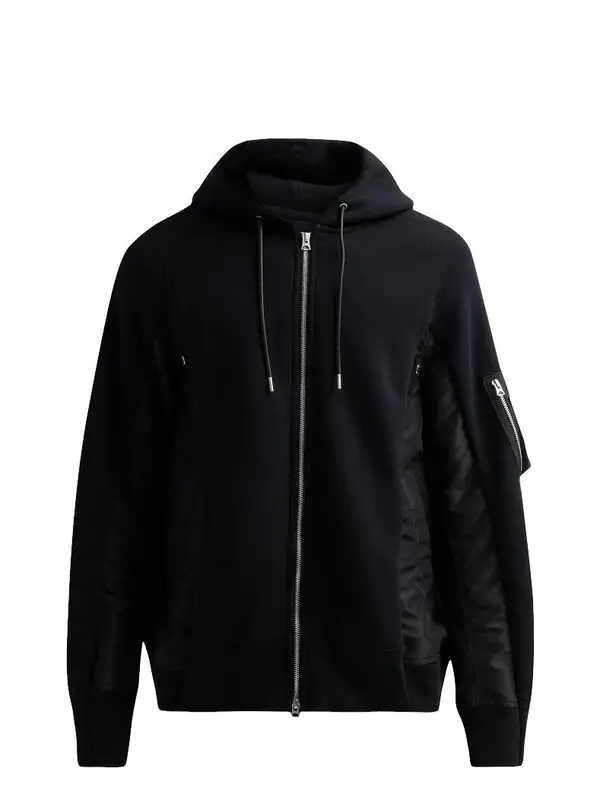 Sacai Sponge Sweat X Nylon Twill Hoodie - Black