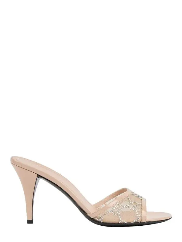Gucci Erin 85mm Gg Crystal Mesh Sandals - Shell