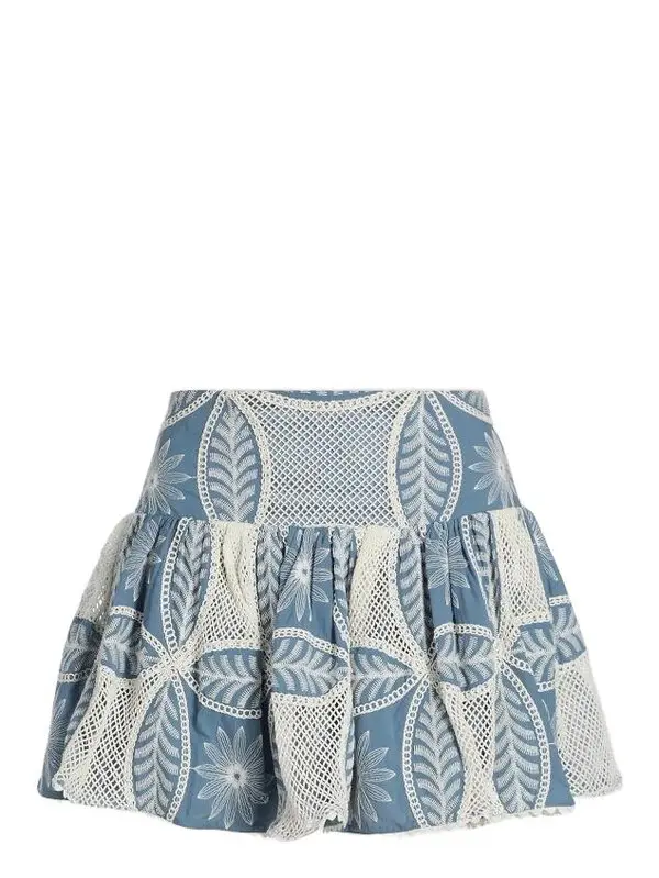 Poupette St Barth Colleen Embellished Cotton Miniskirt - Blue Plain
