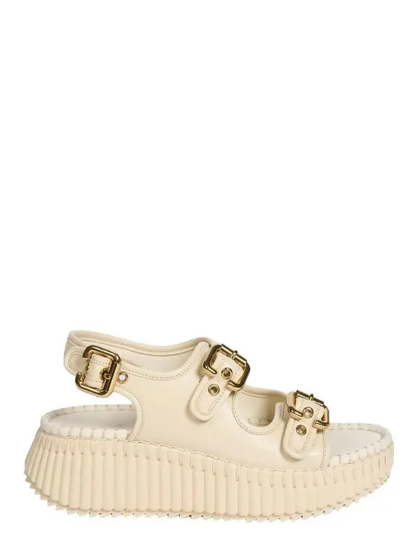 Chloé Nama 50mm Suede Flatform Sandals - Eggshell