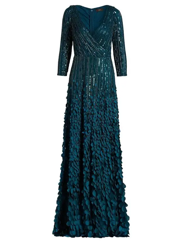 Theia Arabella Beaded A-line Gown - Poseidon
