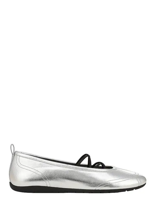 Vince Coralie Leather Ballet Flats - Silver