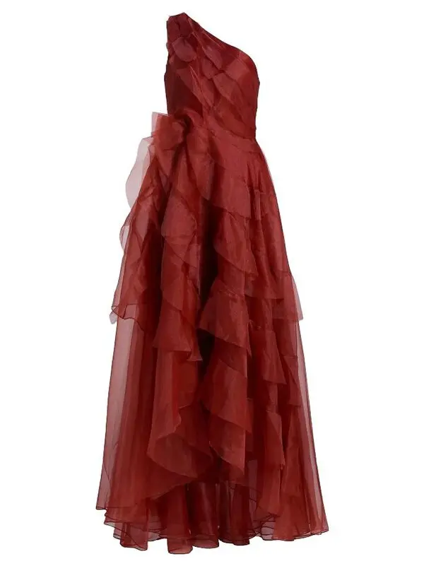 Theia Daniela Tiered Ruffle High-low Gown - Copper