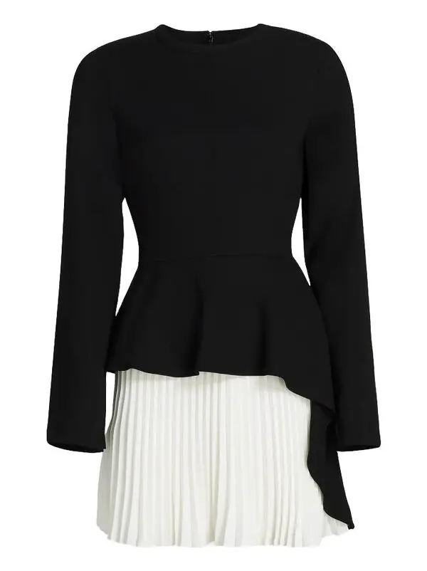 Simkhai Amberly Pleated Long-sleeve Minidress - Black Multi