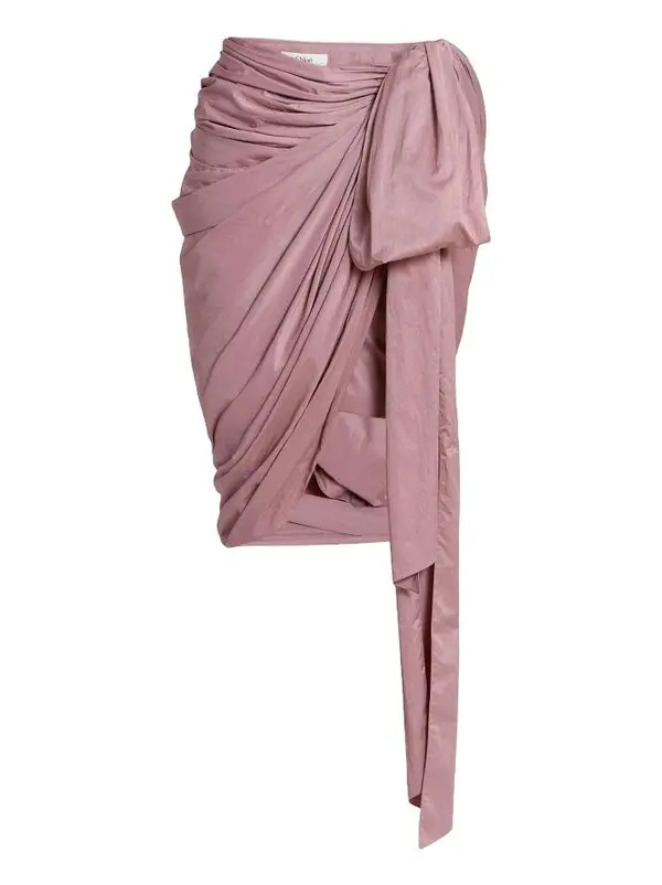 Chloé Draped Wrap-style Knee-length Skirt - Ginger Brown