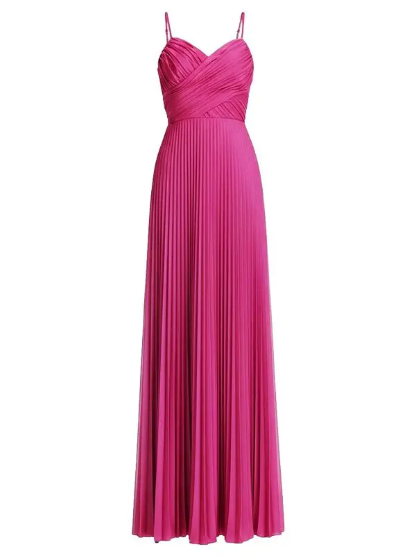 Dress The Population Aspen Pleated Gown - Bright Fuchsia