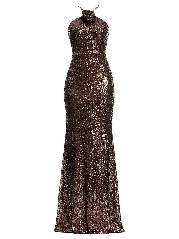 Dress The Population Noemi Sequin Mermaid Gown - Mocha