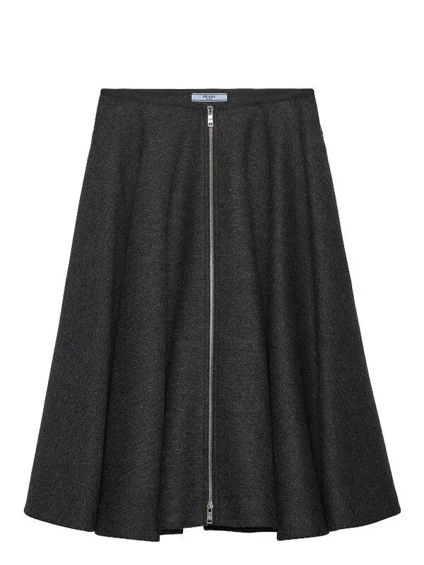Prada Double Wool Midi-skirt - Grey