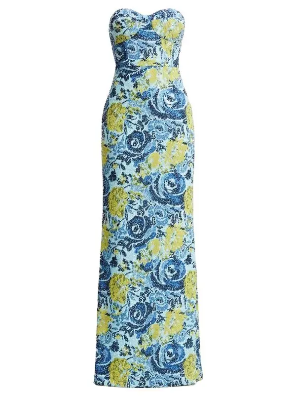 Dress The Population Vada Sequined Sheath Gown - Sky Multi