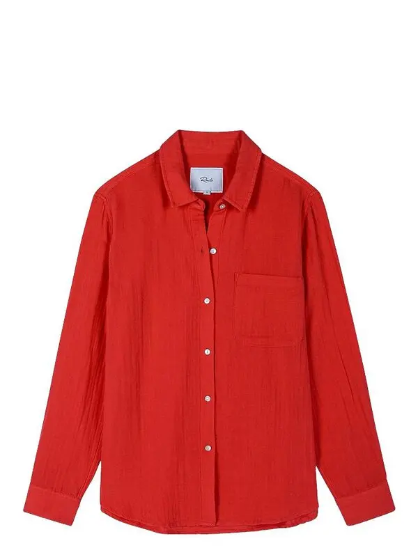 Rails Ellis Gauze Button-front Shirt - Cherry