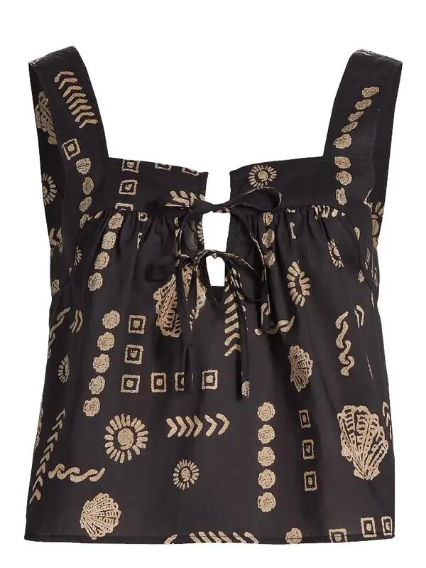 Rails Blythe Abstract Print Cotton Tank - Beach Shells