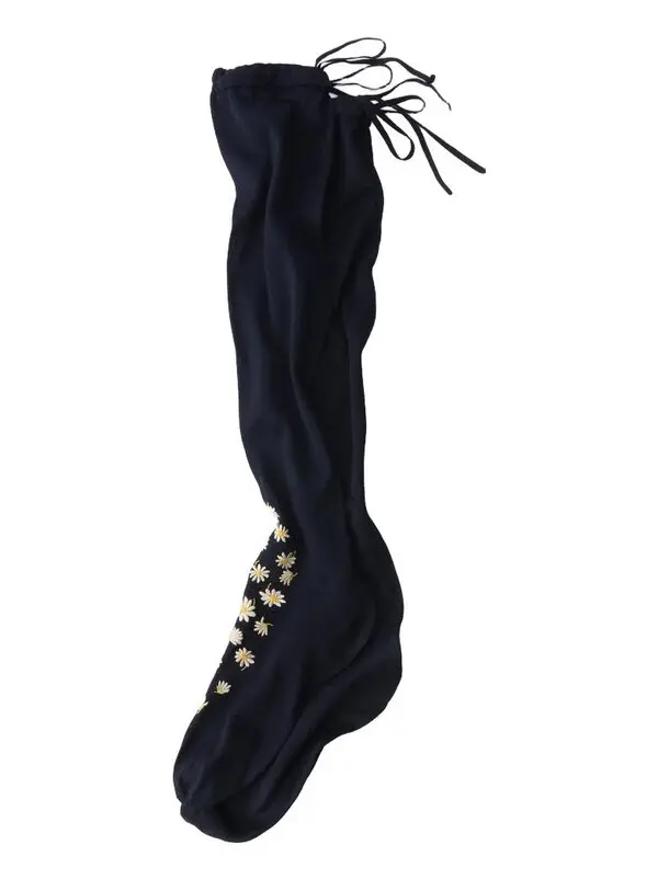 Prada Embroidered Over The Knee Cotton Socks - Blue