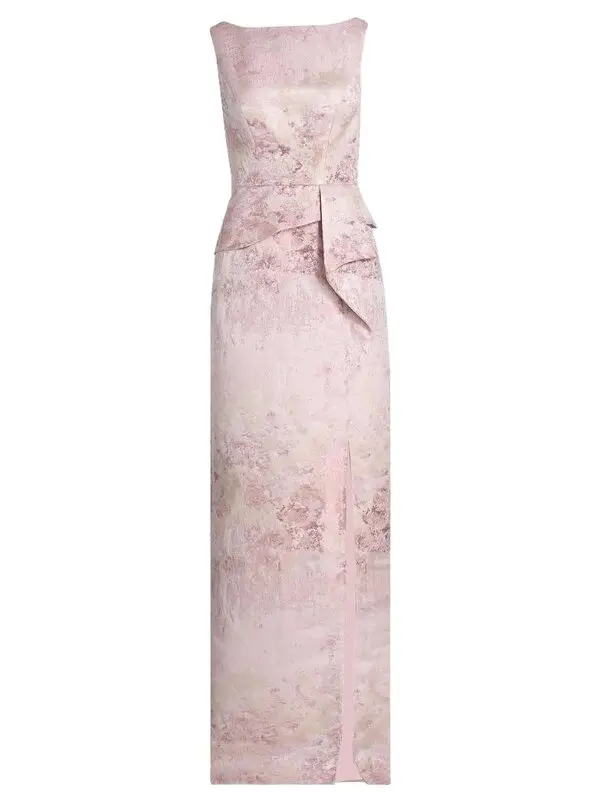 KAY UNGER Luciana Metallic Monet Jacquard Column Gown - Bloom