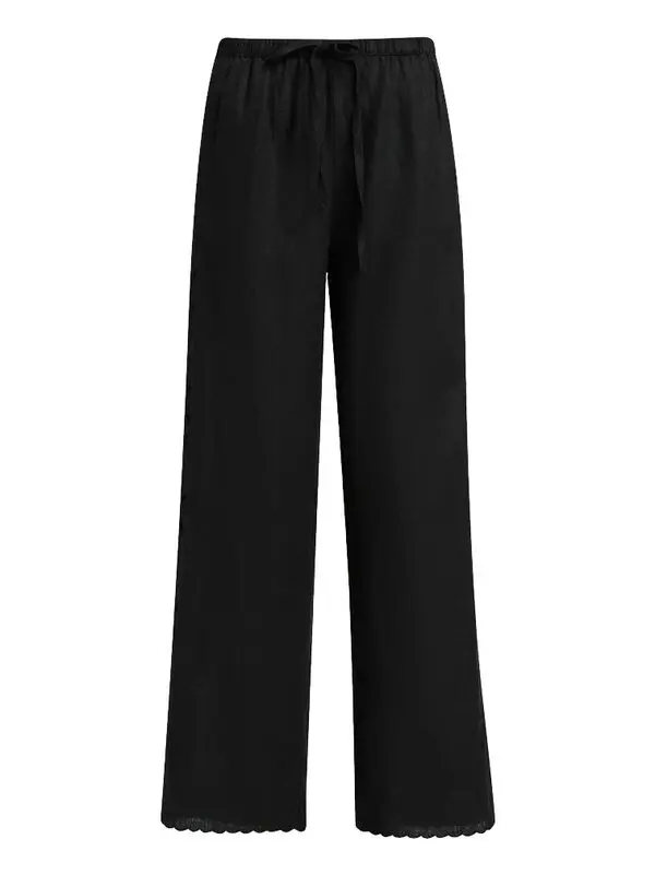 Rails Mirina Embroidered Cut-out Linen Pants - Black