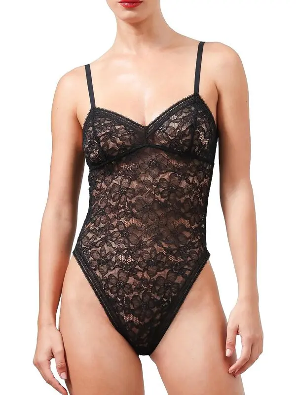 Wolford Graphic Lace Wireless Bodysuit - Black
