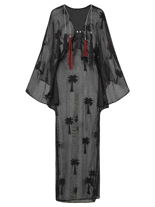 Johanna Ortiz Playa Grande Veil Cotton Mesh Tunic Dress - Black