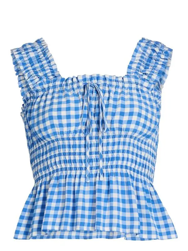 Rails Donna Peplum-waist Sleevleless Gingham Crop Top - Azure Gingham